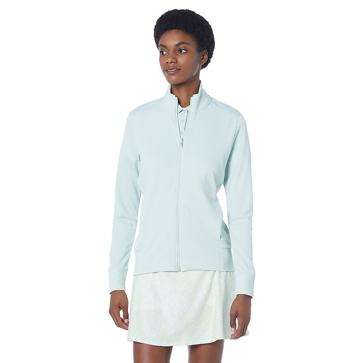 adidas Women's Standard Textured Full Zip Jacket, Linen Green, Small