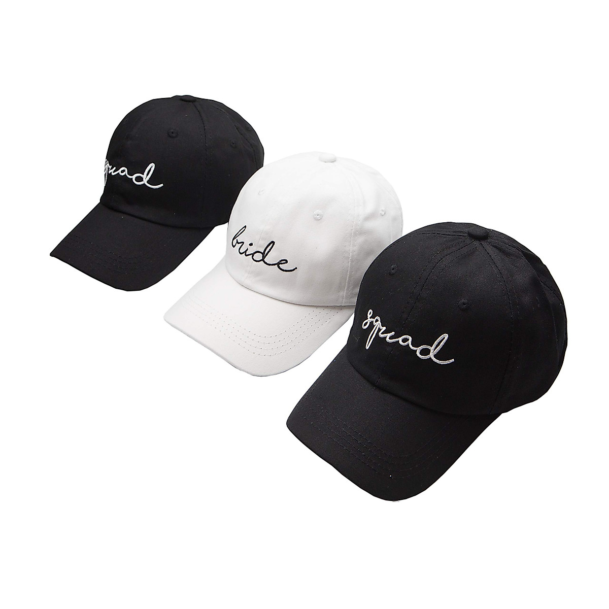 Erying Bride Squad Baby Bachelorette Party Hats, 6 Pack Perfect Bride Bachelorette Hats for The Bride Squad Baseball Trucker Hats (Black)