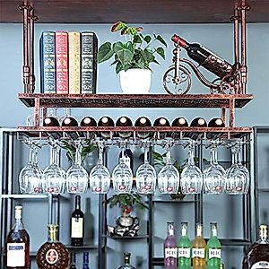 Wine Glass Rack Upside Down Home European Creative Goblet Rack Bar Table Simple Decoration Hanging Grape Wine Rack J1114, PIBM, Bronze, 60 * 30Ccm