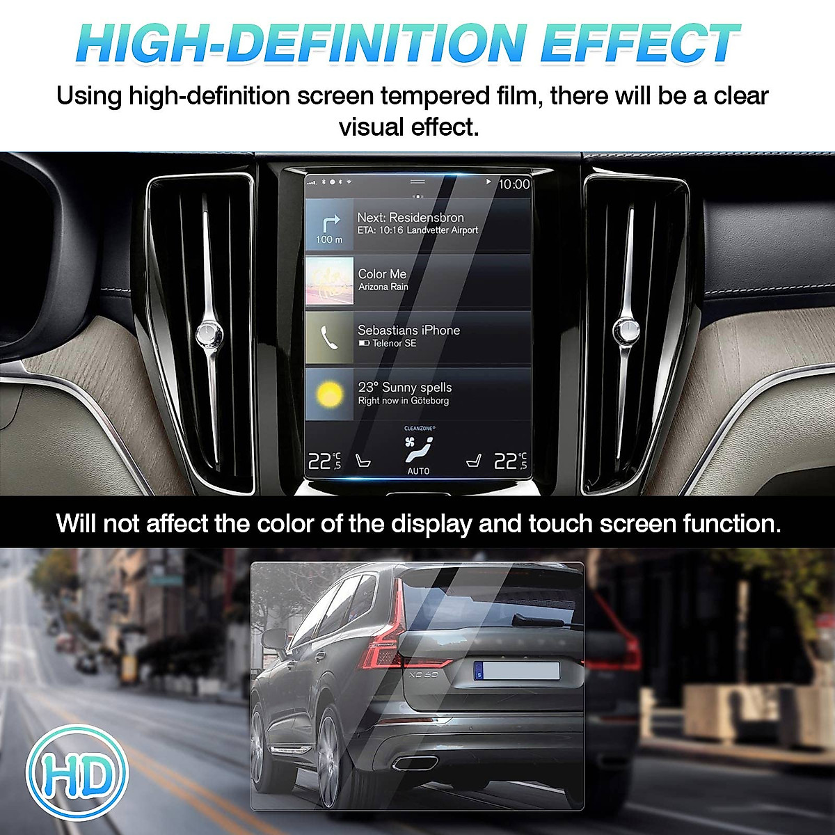 Autorder Screen Protector for 2016-2023 2024 2025 Volvo V90 XC90 S90 XC60 V60 S60 XC40 Accessoreis Tempered Glass 9H Navigation Touchscreen Protective Film(8.7-Inch)