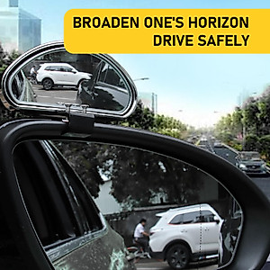 gunhunt 2 PCS Car Blind Spot Mirrors, Universal Wide Angle Mirror, Blindspot Convex Side Eye Mirrors, Car Auxiliary Mirrors, Automotive Body Parts Exterior (Black)