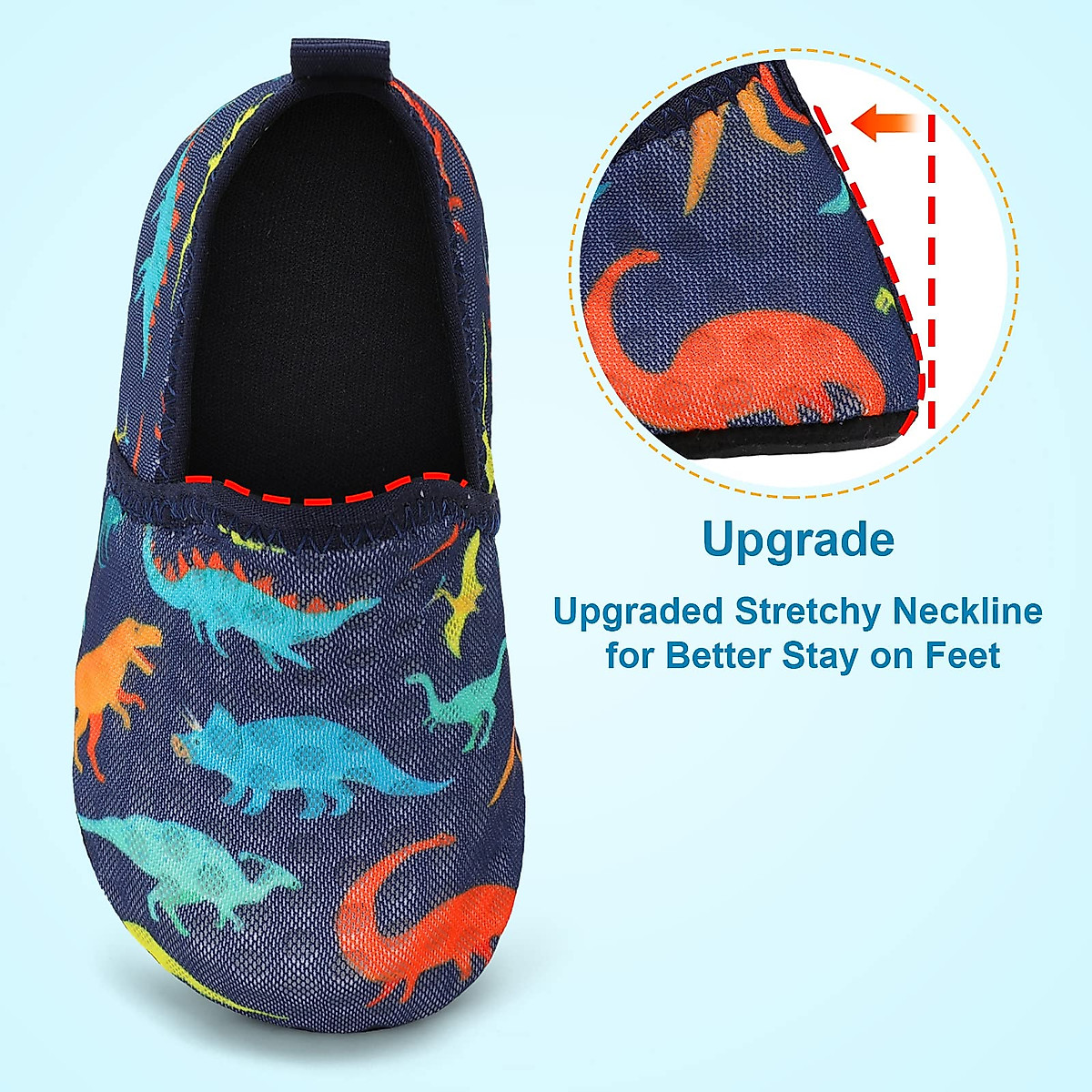 Lefflow Toddler Slippers Socks Boy Beach Swimming Aqua Sandals Shoes Toddler House Slippers Socks for Boy Girl Quick Dry Water Shoes Dinosaur Blue Size 7-8