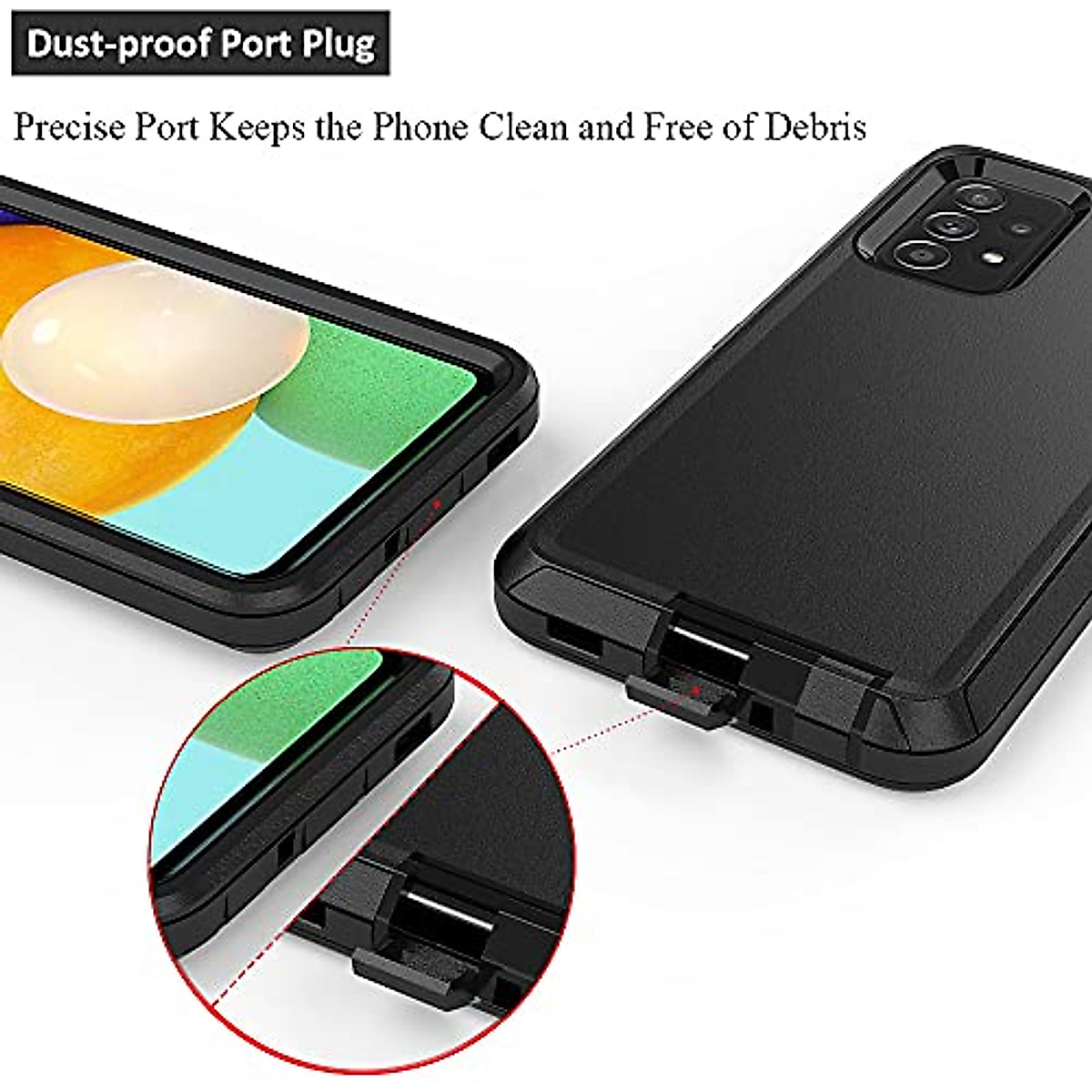 TENCO Compatible with Samsung Galaxy A52 5G Case,with Screen Protectors,Heavy Duty Rugged Shockproof Full Body Protection Kickstand Case with Belt Clip Holster for Samsung Galaxy A52 5G(Black)