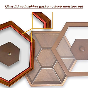 Sectional Tray for Dry Fruits Nuts Snacks with Glass Lid, Humidity proof wooden storage, Candy Box