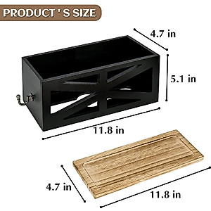 Solid Wood Paper Towel Dispenser Wall Mounted, Paper Towel Holder Wall Mount with Lid, Commercial C-Fold, Z-Fold, Trifold Hand Paper Towel Holder Dispenser, Napkin Holder with Metal Hooks for Kitchen