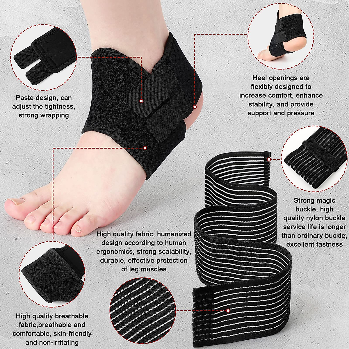 Junkin 2 Pairs Kid's Ankle Support Brace Elastic Ankle Compression Sleeve Neoprene Ankle Wraps Adjustable Sports Foot Brace Protector Breathable Calf Ligament Compression Bandage