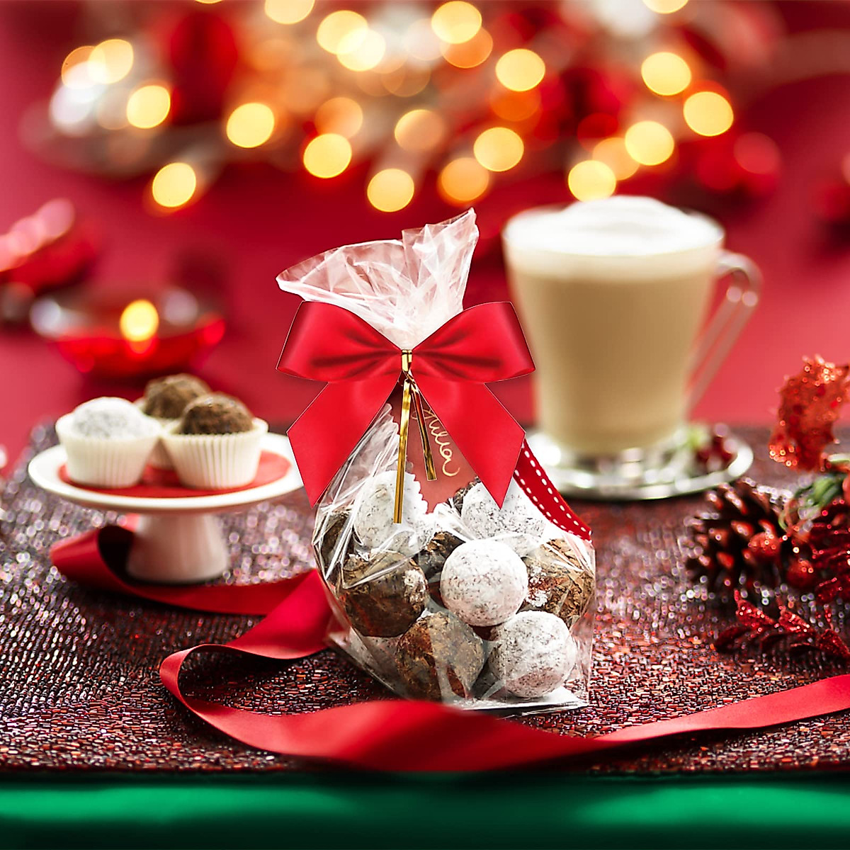 AKLVBL 48 Pack Satin Ribbon Bows Pretied Bows for DIY Craft,Wedding, Treat Bags, Gift Bags, Bakery Candy Bags and Package Decorating (S Size)