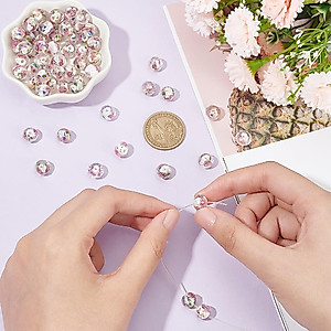 PH PandaHall 60pcs 9~10mm Rose Lampwork Beads Gold Sand Glass Beads Handmade Flower Glass Beads Round Loose Beads for Rosary Making Jewelry Craft Making with 1.5~2mm Hole - White