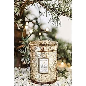 Voluspa Gilt Pomander & Hinoki Candle | Small Glass Jar | 5.5 Oz. | 50 Hr. Burn Time | All Natural Wicks and Coconut Wax for Clean Burning | Vegan