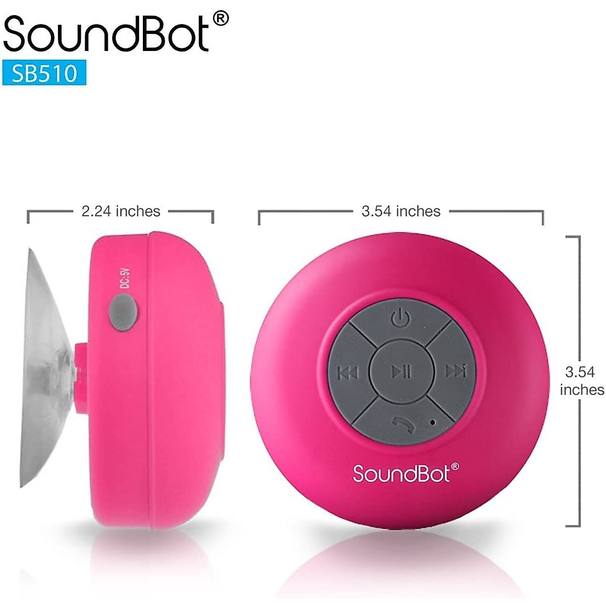 SoundBot SB510 Bluetooth Wireless Shower Speaker (Pink)