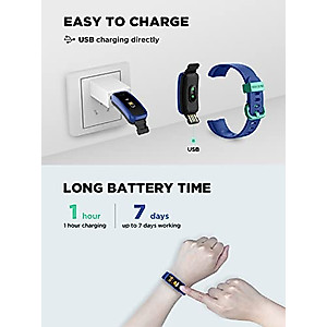 BIGGERFIVE Vigor Kids Fitness Tracker for Girls Boys Ages 5-15, Kids Watch with IP68 Waterproof, Pedometer, Kids Activity Tracker with Heart Rate Sleep Monitor, Calorie Step Counter Watch