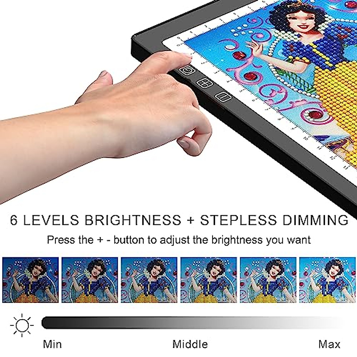 ANALOI A4 Light Box, LED Light Tracing Pad Rechargeable, Portable Light Copy Board for Diamond Art Painting, 6 Levels Stepless Dimming Drawing Tracking Light Pad, Artistic Design Sketching