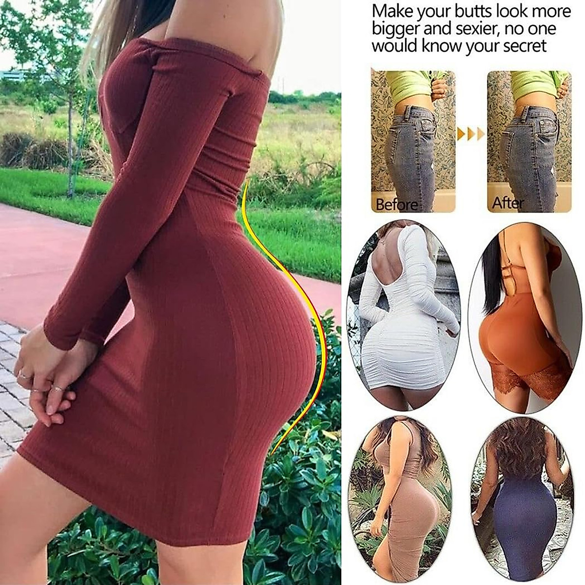 FUT Women's Sexy Butt Lift Panty Tummy Control Trimmer Shapewear Body Shaper Black Large (Waist 27-29inch)