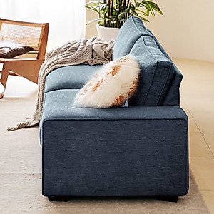 COOSLEEP Modern Sofas Couches for Living Room, Loveseat Sofas & couches with Removable Sofa Cushion and Detachable Sofa Cover, Solid Wood Frame and Serpentine Spring,Easy to Install (Blue)