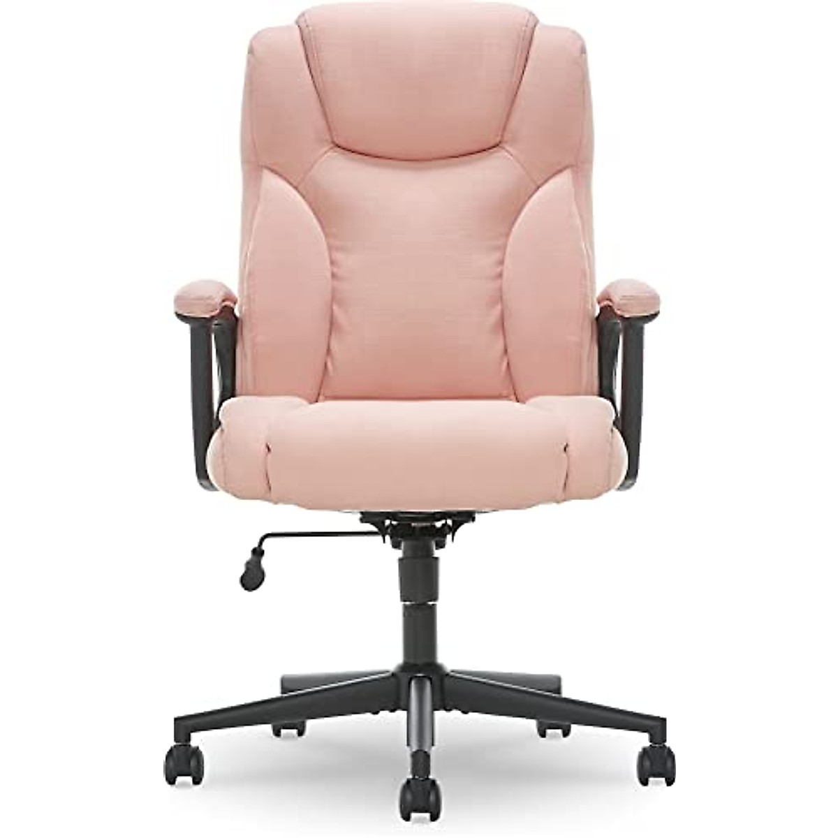 Serta Executive High Back Office Chair with Lumbar Support Ergonomic Upholstered Swivel Gaming Friendly Design, Microfiber, Pink