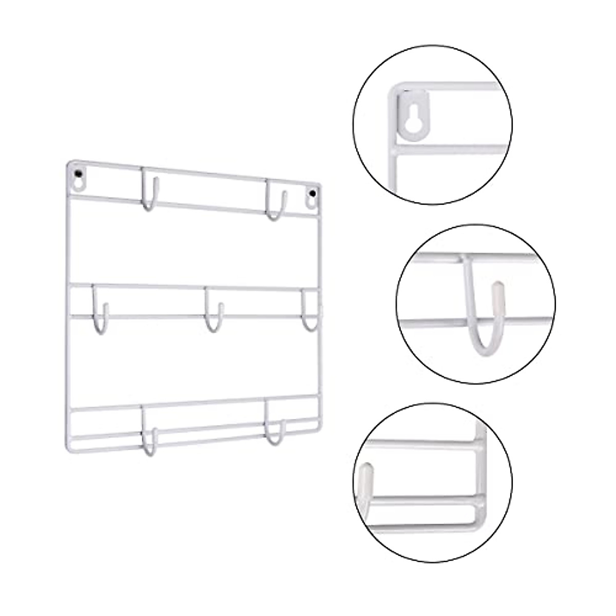 Ymeibe Wall Mounted Coffee Mug Rack with 7 Hooks Large Metal 3 Tiers Coffee Cup Holder for Coffee Mugs, Teacups, Mason Jars, Display, Organizer and Storage Hangers, Set of 2 (White)