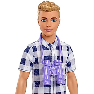 Barbie It Takes Two Doll & Accessories, Camping Set with Cooler, Map & More, Blonde Ken Doll with Blue Eyes in Plaid Shirt