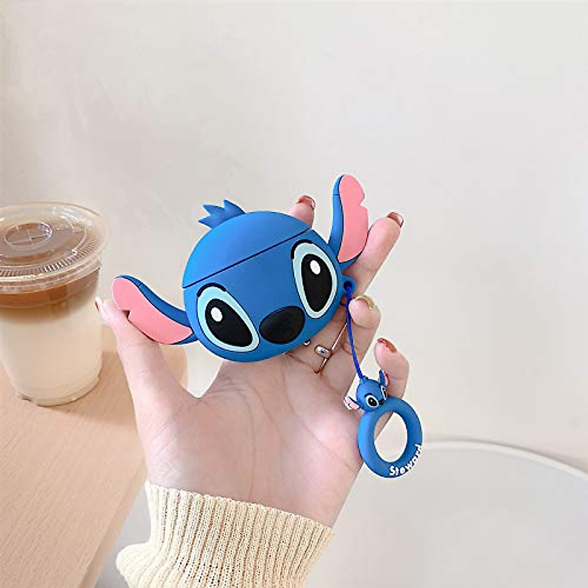 Airpods Pro Silicone Case Funny Cover Compatible for Apple Airpods Pro[3D Cartoon Pattern][Designed for Kids Girl and Boys][Big Ear Stitch] (Blue)