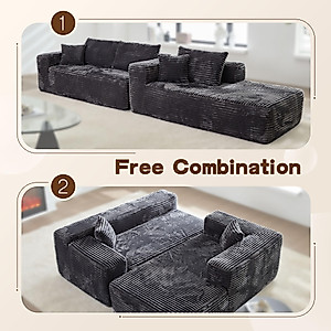 XIZZI Modular Sectional Sofa Couch,L-Shape Upholstered Cloud Couch,Modern Minimalist Couches for Living Room,Free Combination Deep Seat Corner Couch (Grey, Plush Corduroy,Right Facing Chaise)