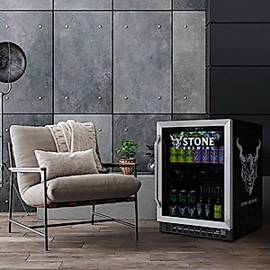 NewAir Stone Brewing 180 Can FlipShelf Beverage and Beer Refrigerator, 24” Built-In or Freestanding Wine Cooler with Reversible Shelves, Perfect for Bar, Gamer Room, or Office