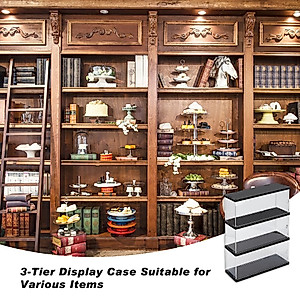 DICOSMETIC 3-Tier Transparent Display Case Acrylic Display Risers Stand with Door Rectangle Model Blocks Minifigures Display Case 300x95x378mm Holder Stand Box for Display Collection