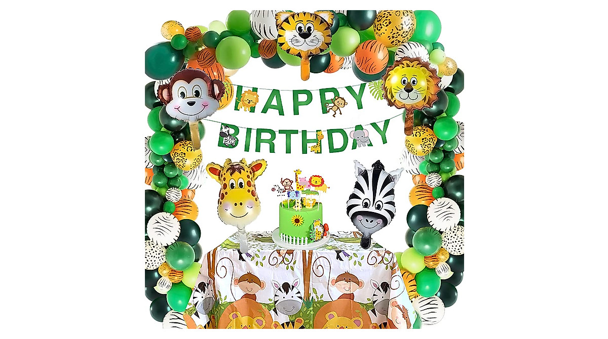 Safari Birthday Decorations - 58PC Jungle Theme Kit