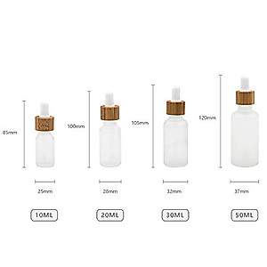 4 Pcs Bamboo Frosted Glass Eye Dropper Bottle,Empty Essential Oil Bottles With Pure Glass Pipettes,Bamboo Cap Makeup Travel Cosmetic Sample Container-Pipette&Funnel included (50ml/1.7 Ounce)