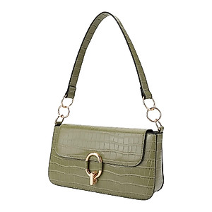 MAXWISE Women Shoulder Bag Handbag Crossbody Crocodile Pattern Designer shoulder Bags Chic Retro Purse PU Leather Handbag for Women (KHAKI)