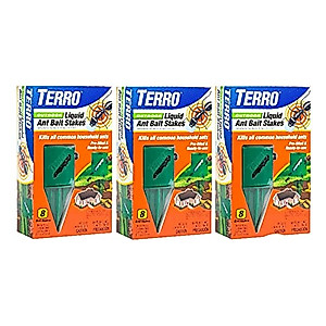 Terro T1812 Outdoor Liquid Ant Killer Bait Stakes - 8 Count (0.25 oz each) (3 pack)