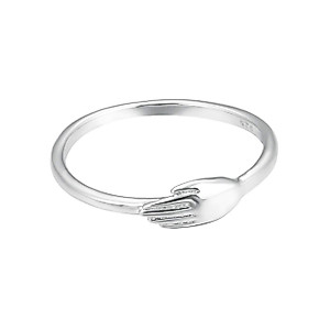ENERGY STONE Hidden Diamond Hamsa Hand Sterling Silver Stacking Ring Designed (Style# ST08) (5)