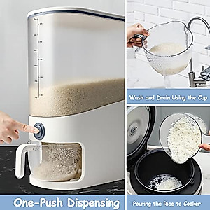 Cosyzone 26.5 Lbs Rice Dispenser, Large Sealed Grain Container Storage with Measuring Cup, Rice Container Kitchen Organization and Pantry Store for Cereal Dry Food