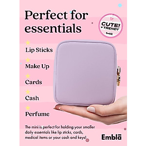 Embla Makeup Bag Travel Cosmetic Bag, Toiletry Bag, Cute Makeup Organizer, Nylon Zipper Pouch Purse Storage Bag Cosmetics Organizer, Cute Womens Make Up Bag Tote, Mini Small Large Makeup Bags, Lilac