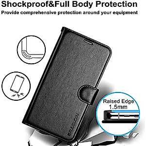 ERAGLOW Samsung Galaxy A14 5G Wallet Case: Stand Feature, Card-Slots, Flip Phone Cover - Black