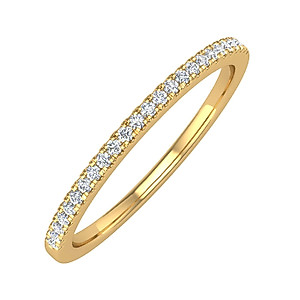FINEROCK 1/10 Carat (ctw) 14K Yellow Gold Ladies Diamond Stackable Anniversary Ring (Ring Size 4) (I1-I2 Clarity)