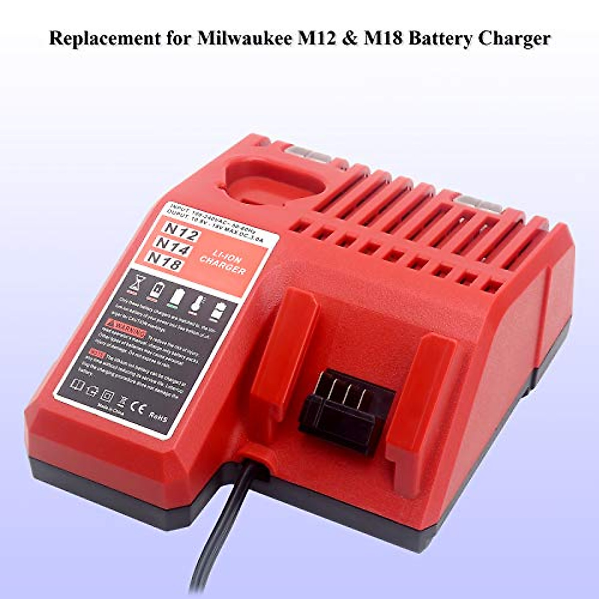 Yongcell M18 & M12 Lithium Ion Battery Charger Compatible with Milwaukee 12V-18V Li-ion Battery 48-11-2420 48-11-2440 48-11-1820 48-11-1840 48-11-1850 48-11-2401 48-11-1890 Yongcell M18 & M12 Lithium Ion Battery Charger Compatible with Milwaukee 12V-18V L