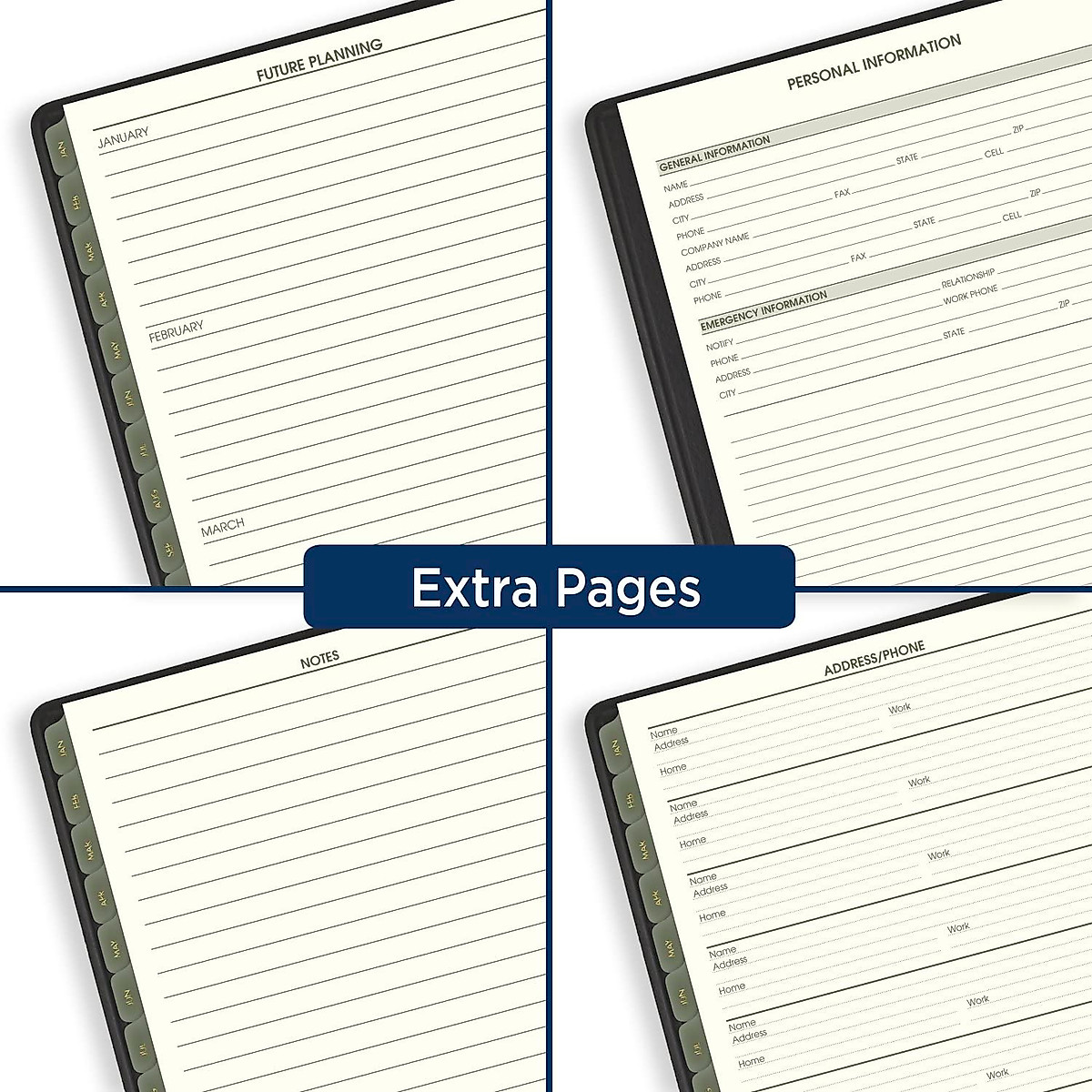 AT-A-GLANCE 2024 Monthly Planner, 9" x 11", Large, Spiral Bound, Recycled, Monthly Tabs, Faux Leather, Black (70260G0524)