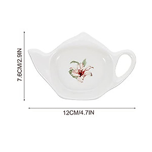 Tea Spoon Rest Jewelry Tray Ceramic Teabag Holder, Tea Bag Holder Teapot Shaped Resting Saucer Spoon Rests Teabag Saucer Seasoning Dish Loose Tea Dish Jewelry Organizer Stand