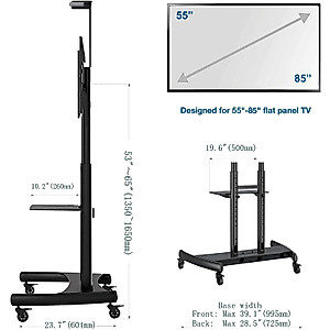 NB North Bayou Mobile TV Cart TV Stand with Wheels for 55" - 80" Inch LCD LED OLED Plasma Flat Panel Screens up to 200lbs AVA1800-70-1P (Black)