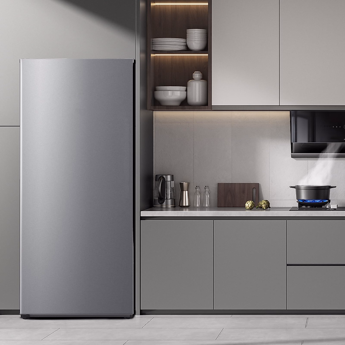 Smad 21 Cubic Feet Stand Up Freezer, Convertible Freezer/Refrigerator with LED Light, Stainless Steel Frost Free Upright Freezer with Left Open Door for Kitchen, Home,Garage