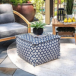 nuLOOM Oia Printed Indoor/Outdoor Filled Ottoman Pouf