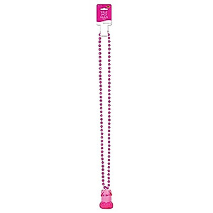 Beistle 6 Piece Novelty Beaded Necklaces with 1 Ounce Wille Shot Glasses Bachelorette Party Supplies, 33", Pink