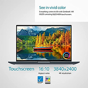 ASUS ZenBook 14”WQXGA+ 16:10 OLED Touchscreen Display Laptop | Intel Core i7-1165G7 | NVIDIA GeForce MX450 | Backlit Keyboard | Windows 11 Pro | Grey (Gray, 16GB RAM | 1TB SSD)