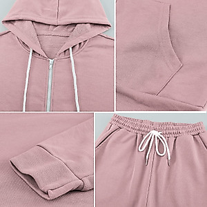 Fixmatti Women Sweat Suits with Zip up Hoodie 2 Piece Outfits Active Jogger Set Tracksuit Pink S