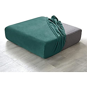 MRXFN Velvet Couch Cushion Covers, Stretch 3 2 1 4 Seat Cover Lounge Sofa Slipcovers Sectional Loveseat Chaise Non-Slip Furniture Protector for L/U Shape Sofa,1 seat, Light Blue