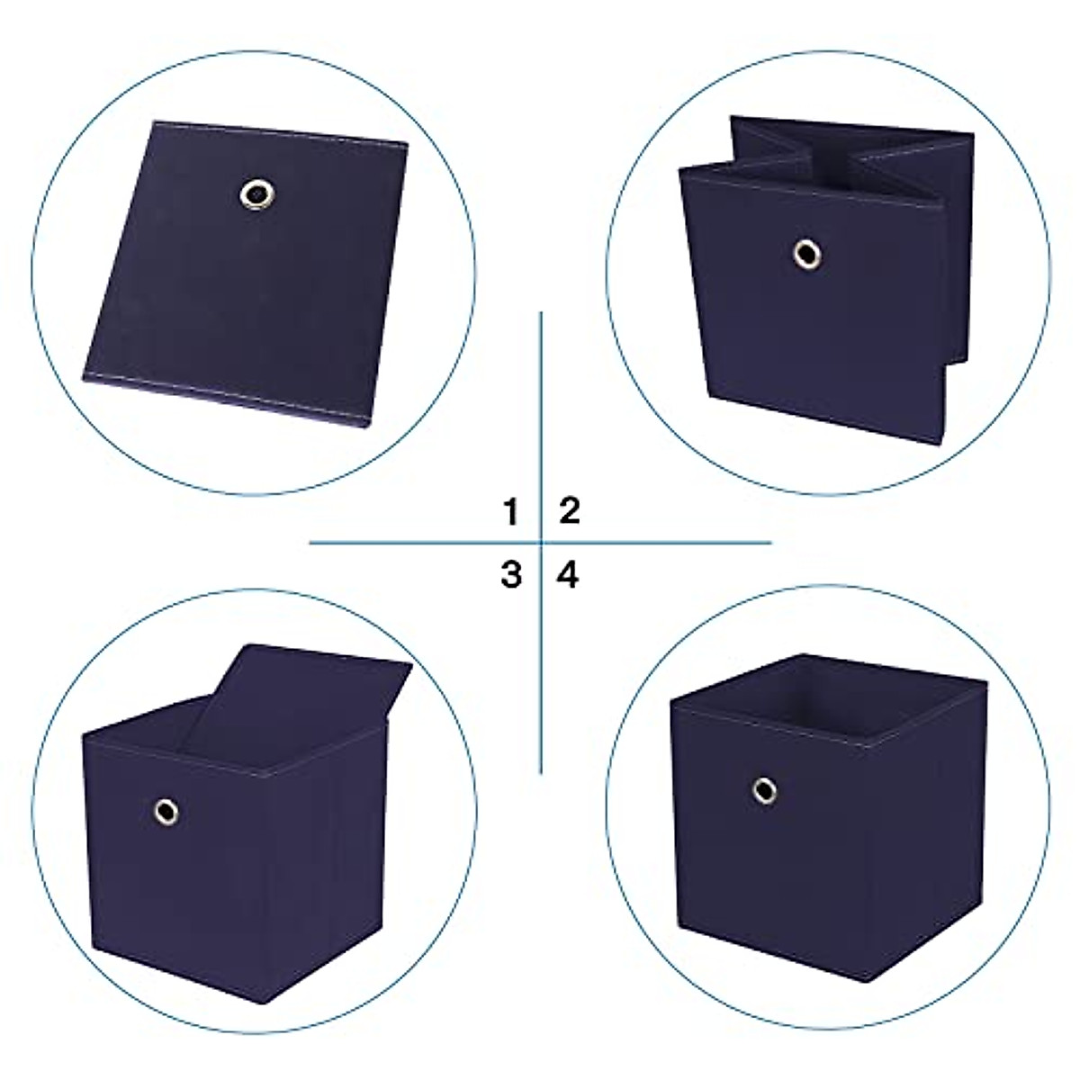 DABEACT Fabric Cubes Storage Containers ,11 Inch Cloth Storage Cube Foldable Storage Bins Cubes Organizer Baskets with Dual Handles for Shelf Closet Set of 3,(Navy Blue)