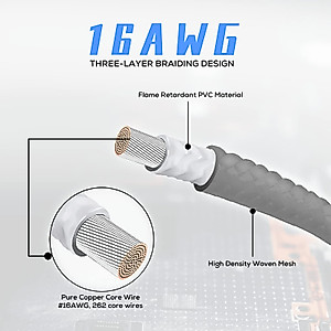 Qingsea Power Supply Cable Kit 30cm Mod Sleeve Extension Sleeved Custom Mod for PSU to Motherboard PC Power Supply Cable (16AWG, Grey, 5)