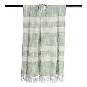 DII Mid-Century Modern Slub Stripe Woven Throw, Mint, 50x60