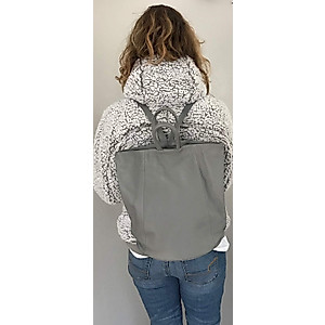 LaGaksta Stella Convertible Leather Backpack Purse – Casual Travel Tote Bag Purse Grey