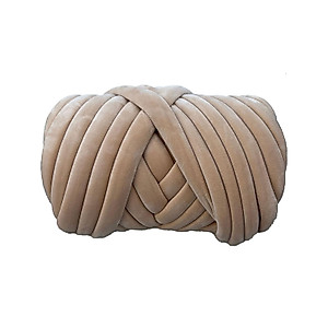 Velvet Chunky Yarn Bulky Giant Arm Knitting Yarn, Super Soft Tubular Weight Jumbo Yar n,DIY Crochet Hand Knitting Thick Ya rn for Blanket,Pet Bed, Rugs Pillow,Handbag(2.2lb-Khaki)