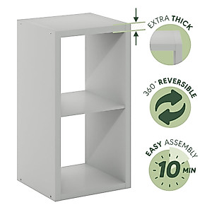 Furinno Cubicle Open Back Decorative Cube Storage Organizer, 2, Light Grey